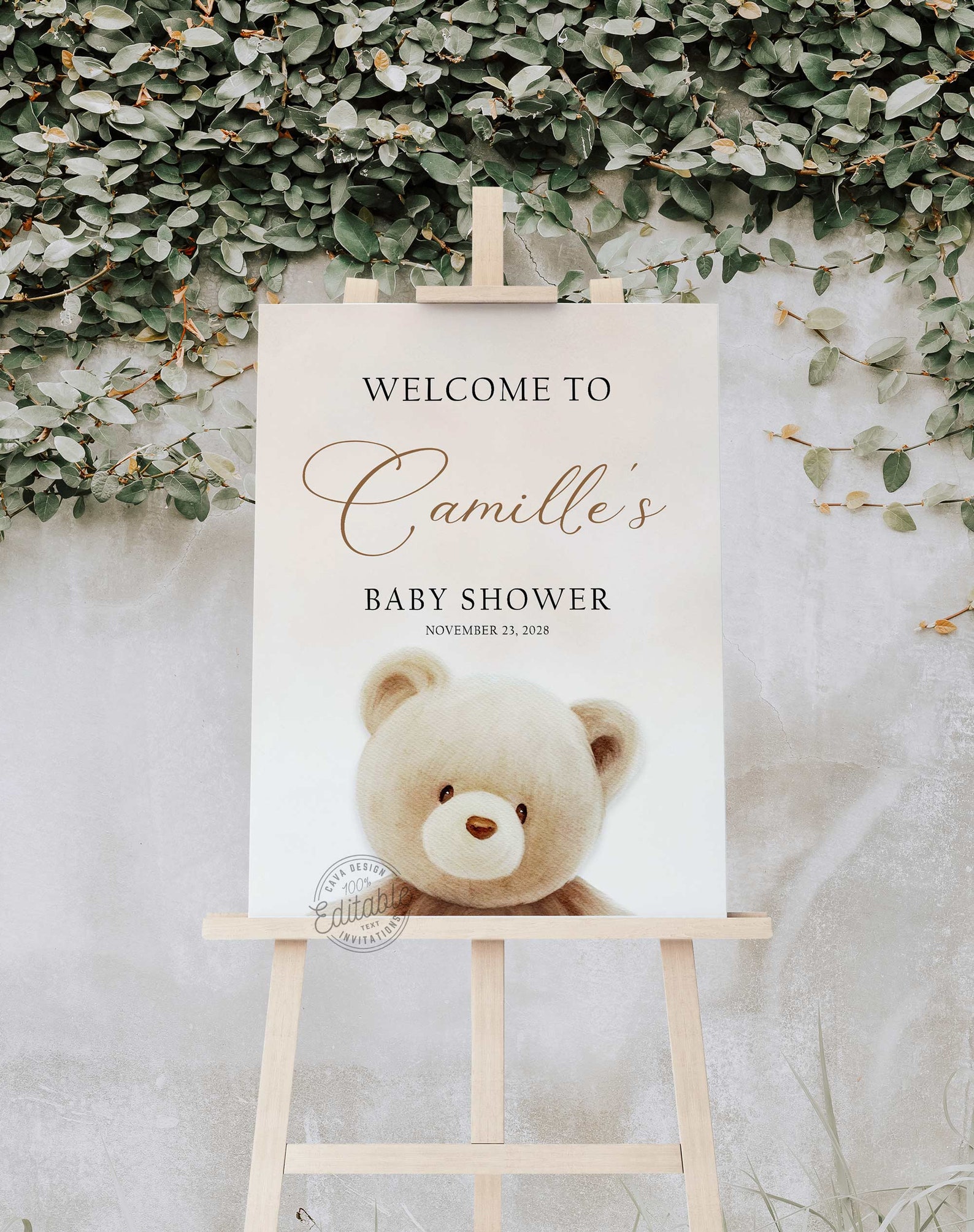 Editable Bear Baby Shower Welcome Teddy Bear Baby Shower - Etsy