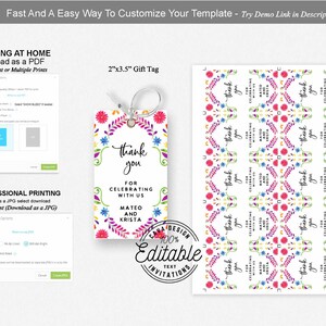 Editable Fiesta Party Theme Favor Tags Printable Mexico | Etsy