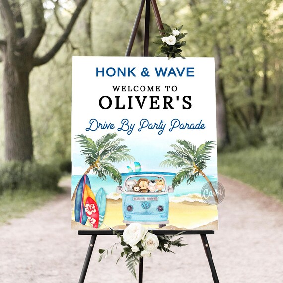 Editable Boy Birthday Parade Welcome Sign Drive by Safari | Etsy