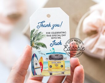 Printable Summer Tags Beach Birthday Thank You Tags Template | Etsy