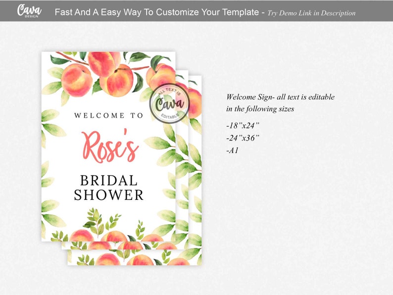 Editable Peach Welcome Party Sign Printable Georgia Peach | Etsy