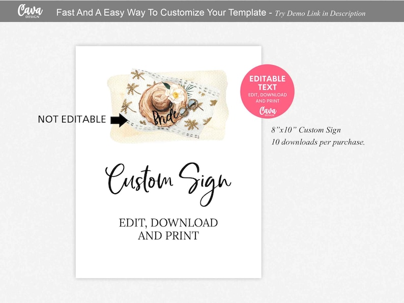 Tropical Beach Theme Custom Sign Editable Bridal Shower Table - Etsy