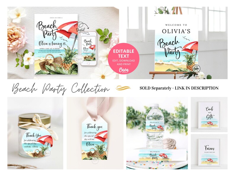 Printable Beach Theme Favors Sign Summer Theme Favor Sign - Etsy