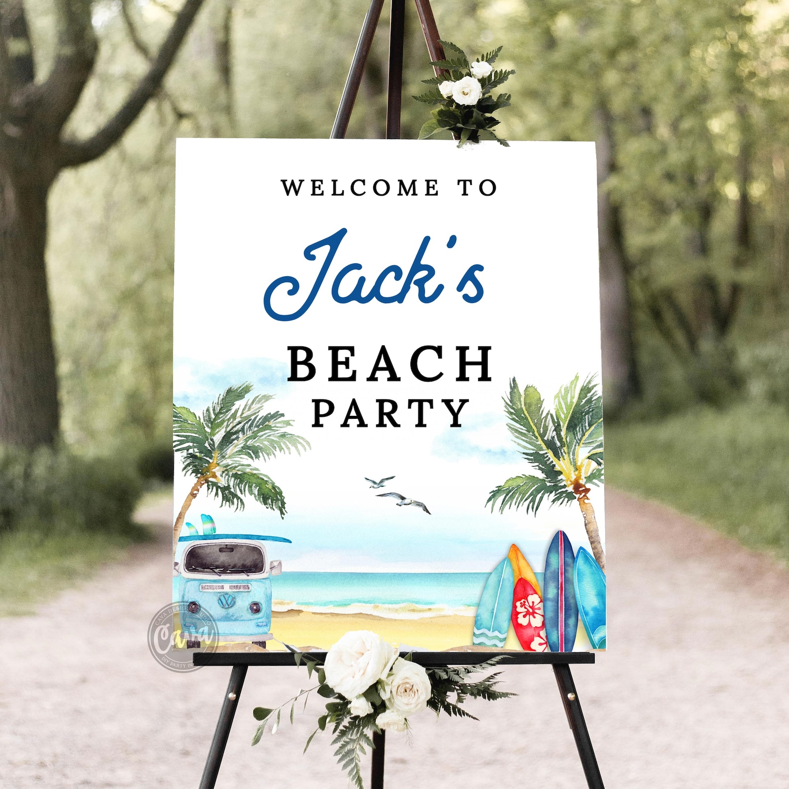 Beach Birthday Party Welcome Sign, Boy Summer Baby Shower Welcome ...