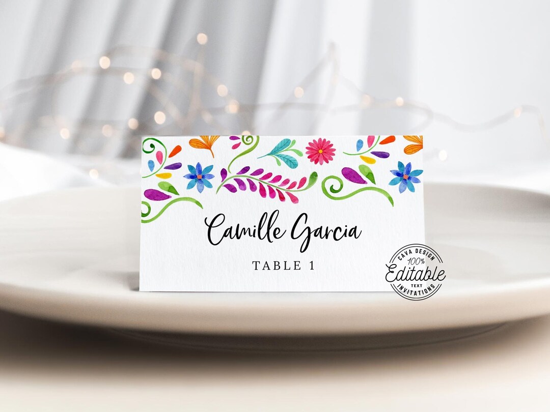 Fiesta Place Card Template, Mexico Themed Wedding Place Card Printable ...