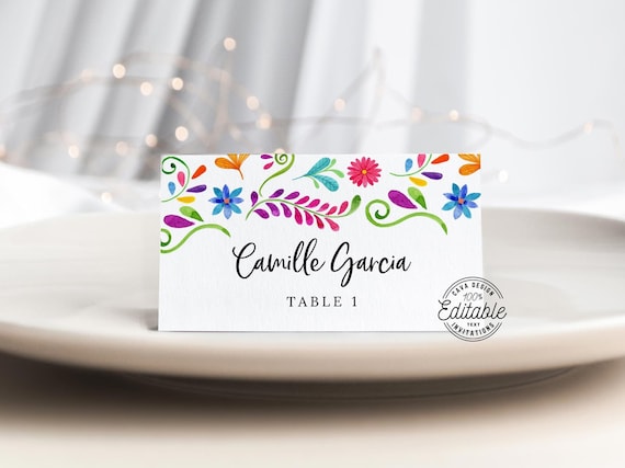 Fiesta Place Card Template Mexico Themed Wedding Place Card - Etsy