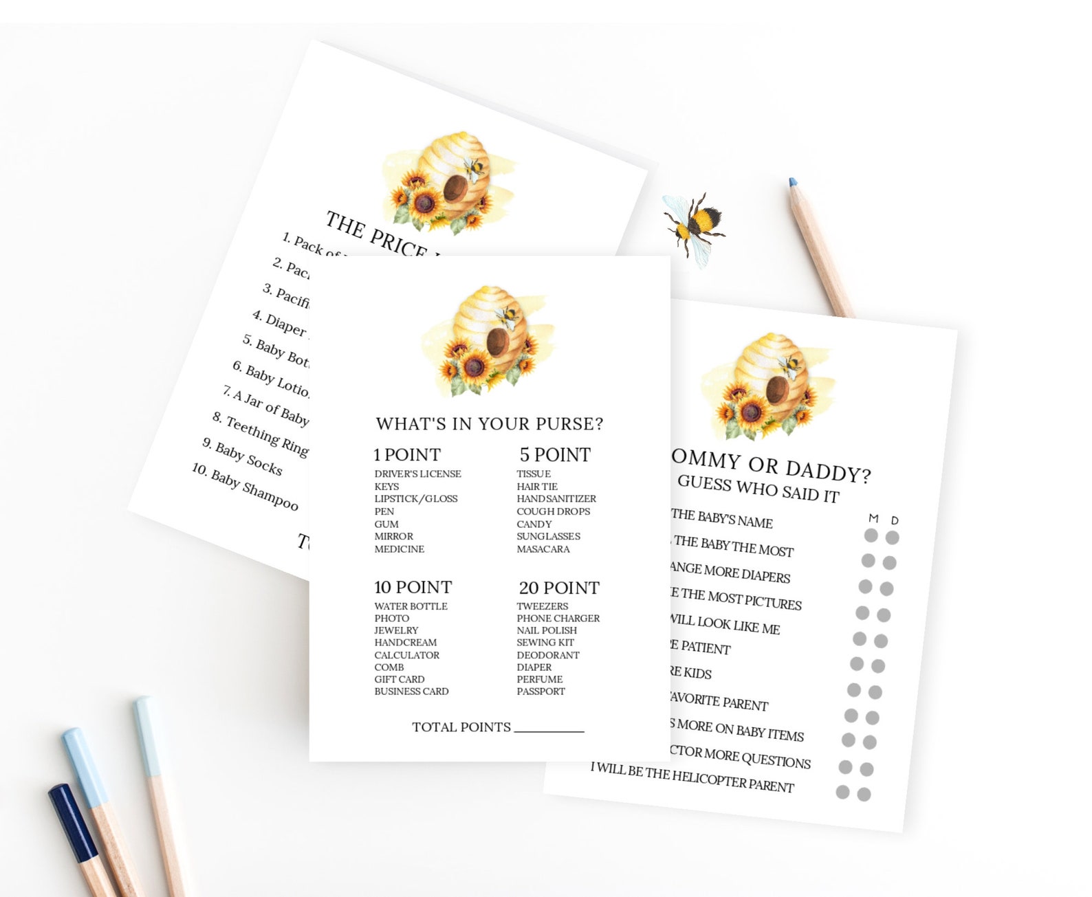 Bee Baby Shower Games Bumble Bee Baby Shower Games Honey Bee - Etsy Canada