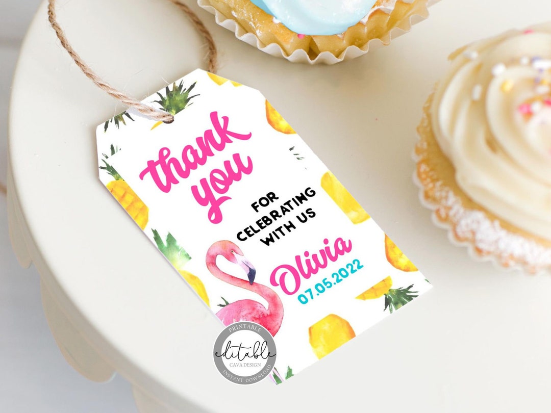 Flamingo Birthday Favor Tags, Beach Favour Tags, Party Favor Tag ...