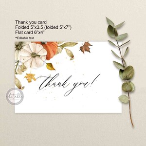 Thank You Cards Fall Wedding Thank You Card Template - Etsy