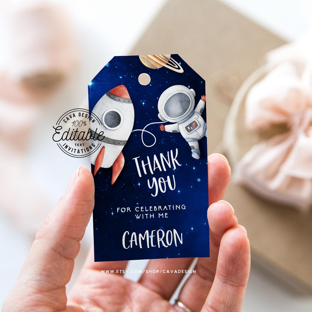 Space Birthday Favor Tags Template, Printable Galaxy Birthday Thank You ...