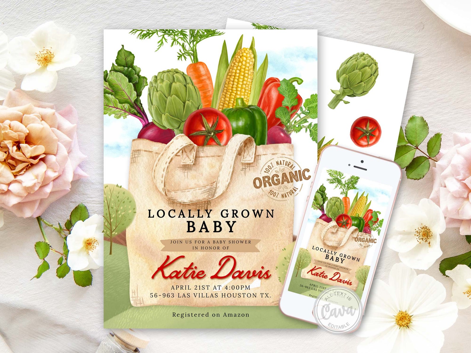 Farmer's Market Baby Shower Invitation Locally Grown Baby | Etsy