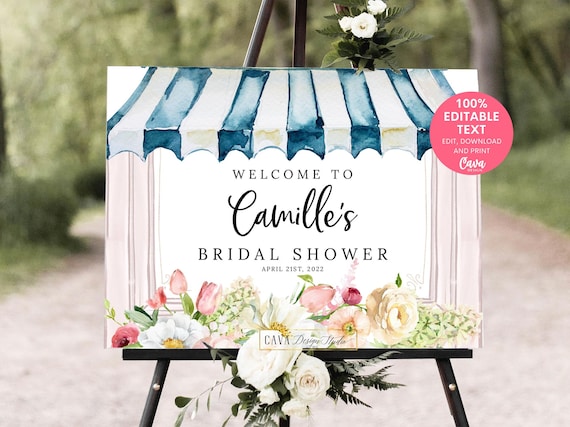 Editable Garden Party Welcome Sign Pink Floral Bloom Bridal - Etsy