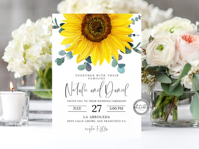 Sunflower Wedding Invitation Sunflower Invitation Wedding - Etsy