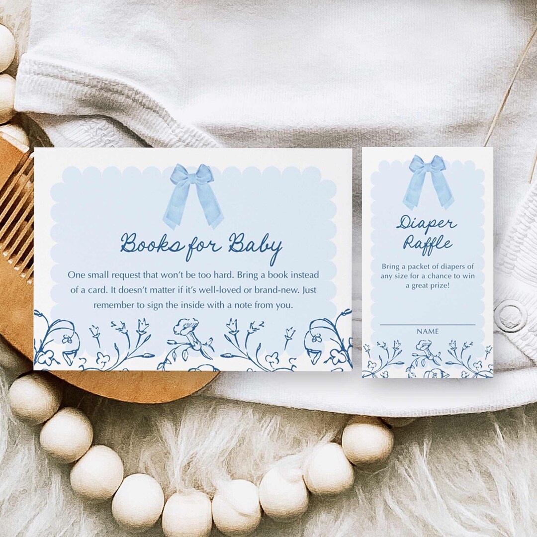 Blue Floral Vintage Books for Baby & Diaper Raffle, Southern Baby ...