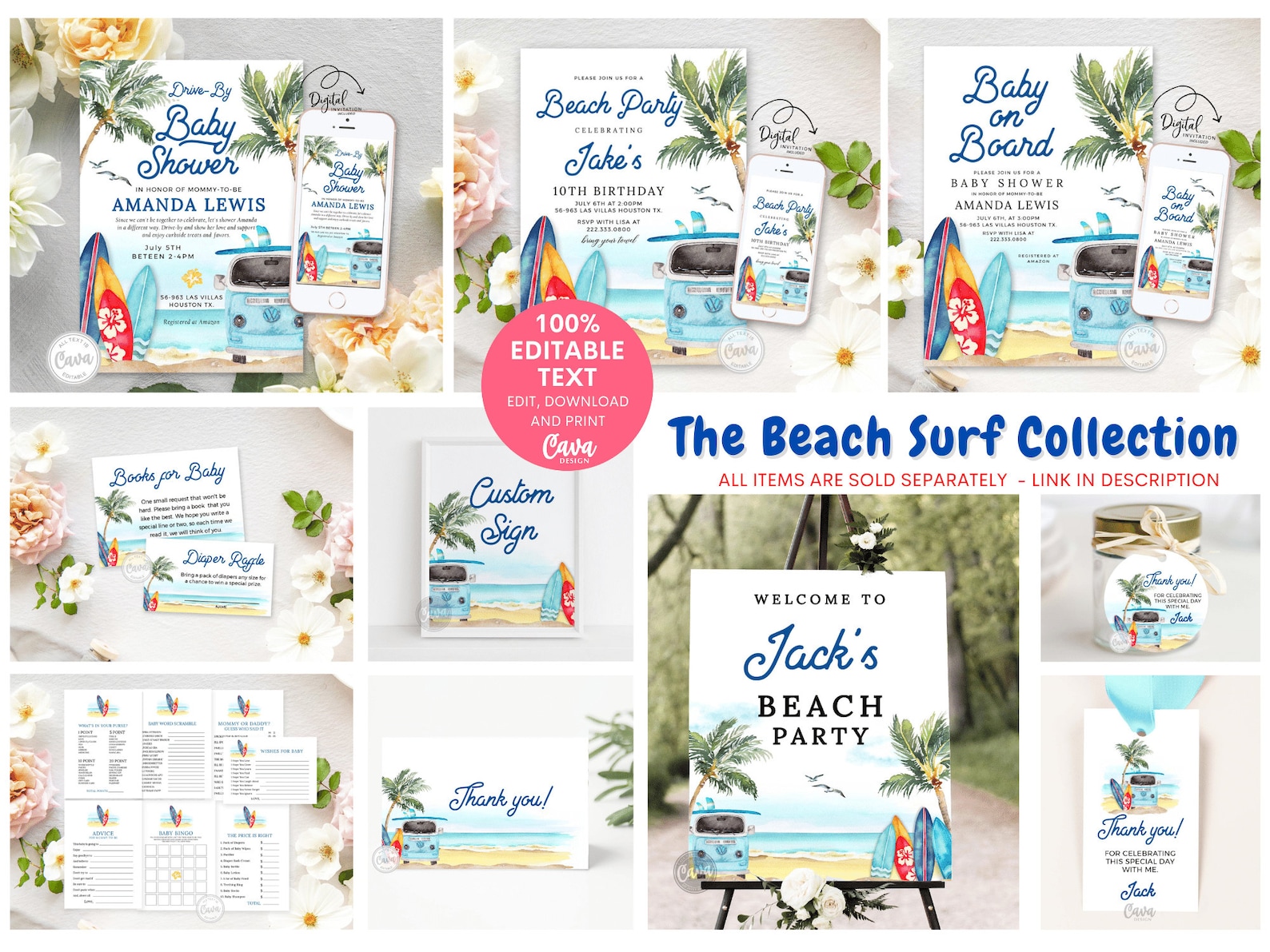 Beach Birthday Party Welcome Sign Boy Summer Baby Shower - Etsy