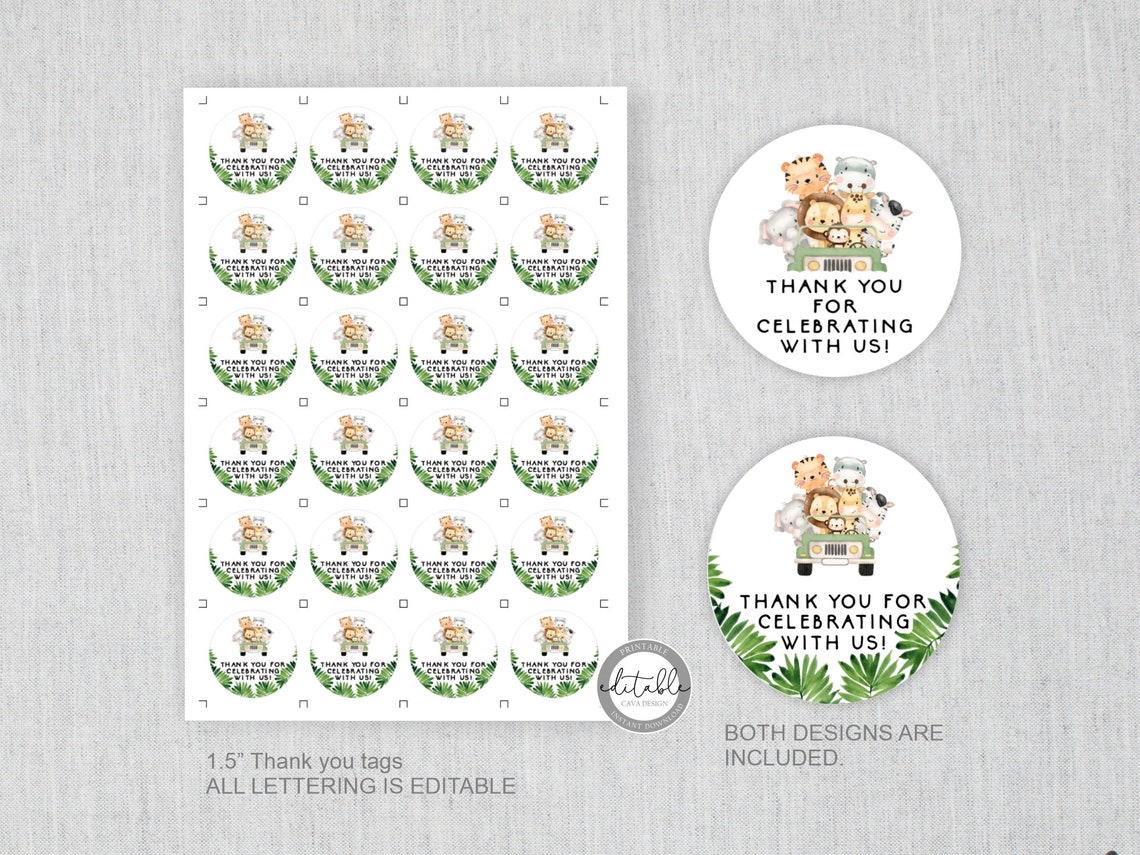 Wild One Birthday Favor Tags Jungle Birthday Favor Tags - Etsy