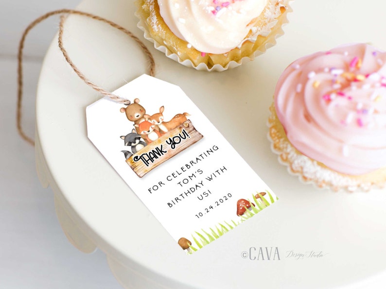 Woodland Birthday Favor Tags Woodland Creatures Birthday - Etsy
