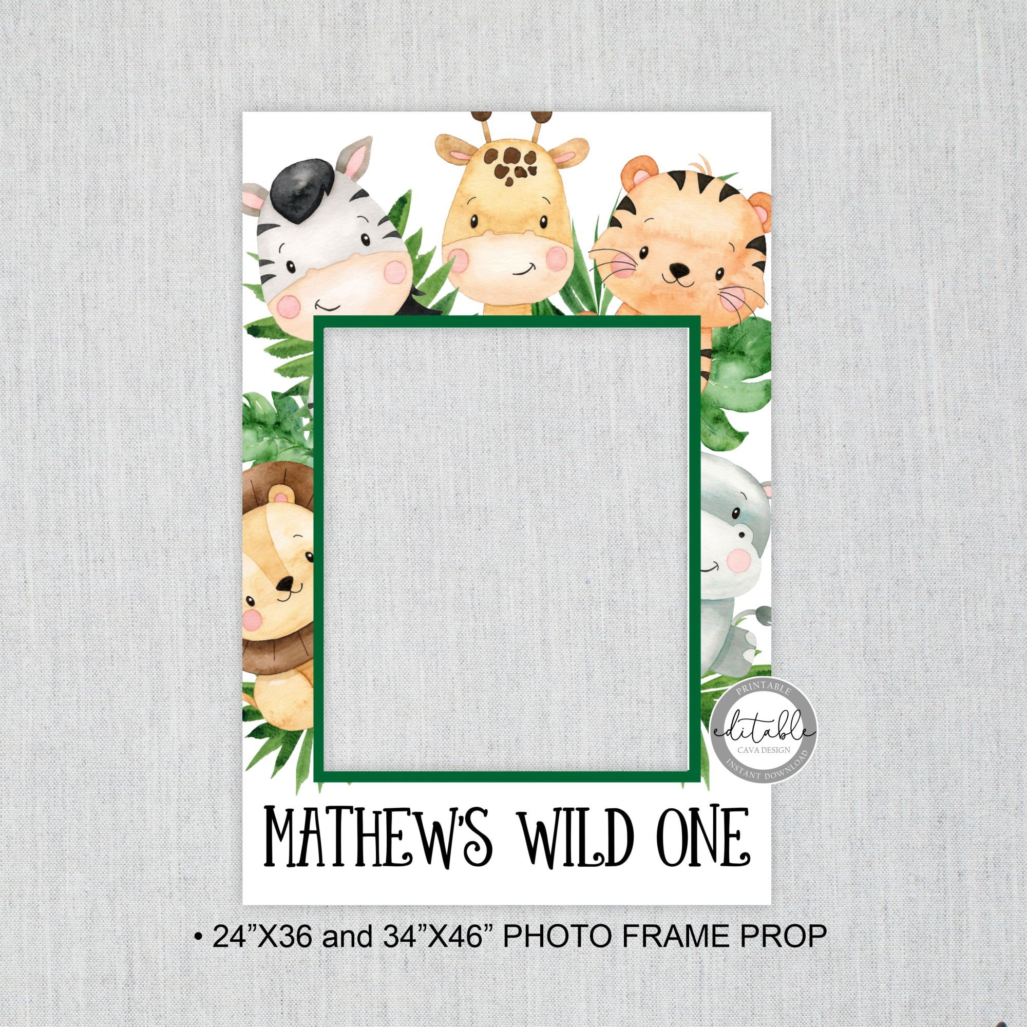 Safari Photo Prop Frame Birthday, Photo Booth Frame, Jungle Theme ...