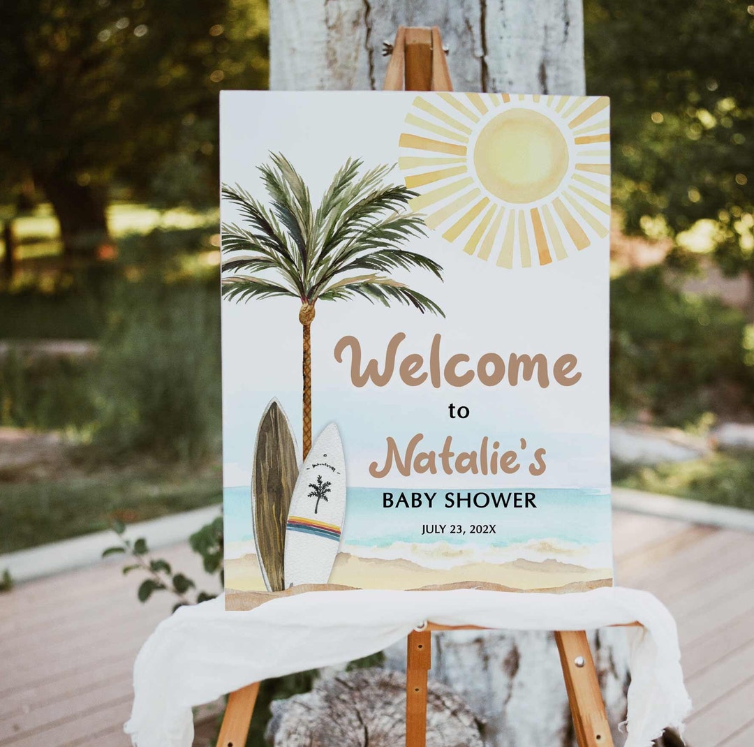 Surf Baby Shower Welcome Sign, Summer Baby Shower Sign, Gender Neutral ...