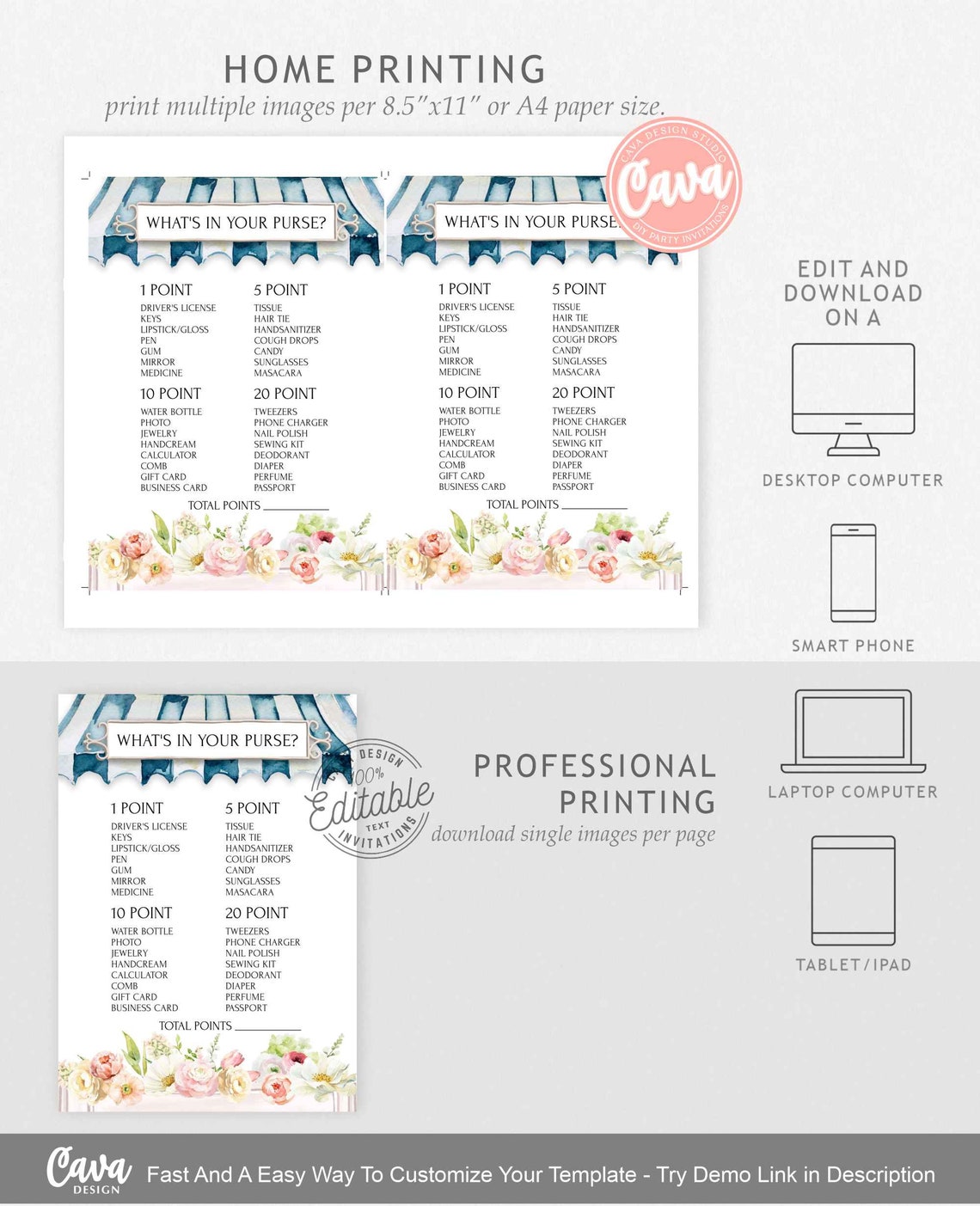 Garden Bridal Shower Game Bundle Editable Spring Floral - Etsy
