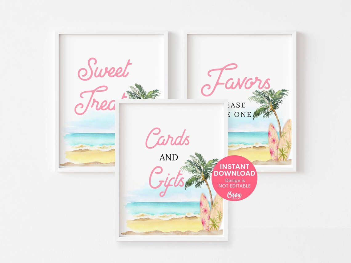 Girl Beach Party Birthday Sign Gift and Cards Sign Sweet - Etsy