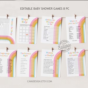 Retro Rainbow Baby Shower Games, Gender Neutral Baby Shower Games, 70s ...