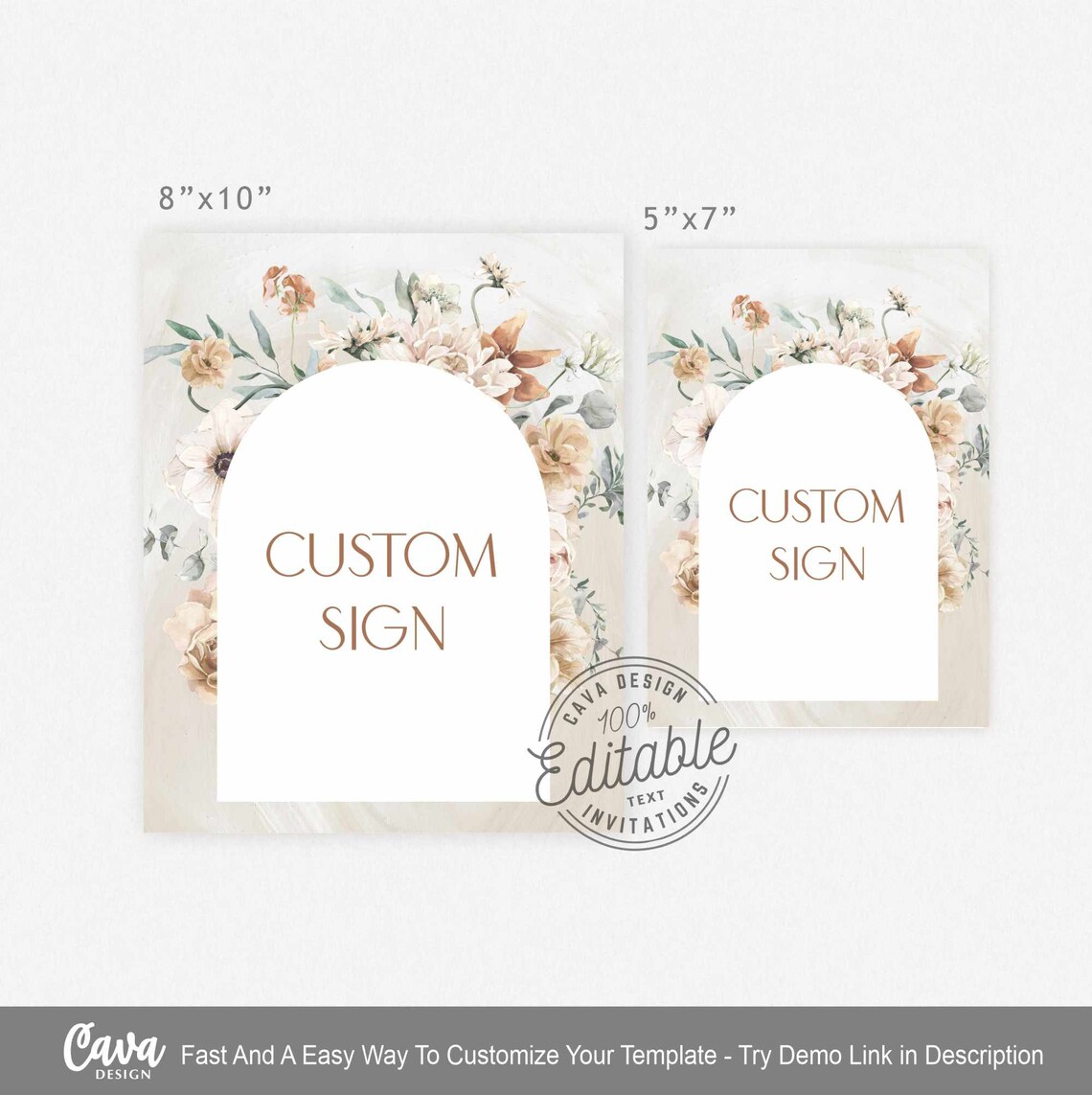 Editable Boho Arched Wedding Custom Sign Printable Terracotta - Etsy