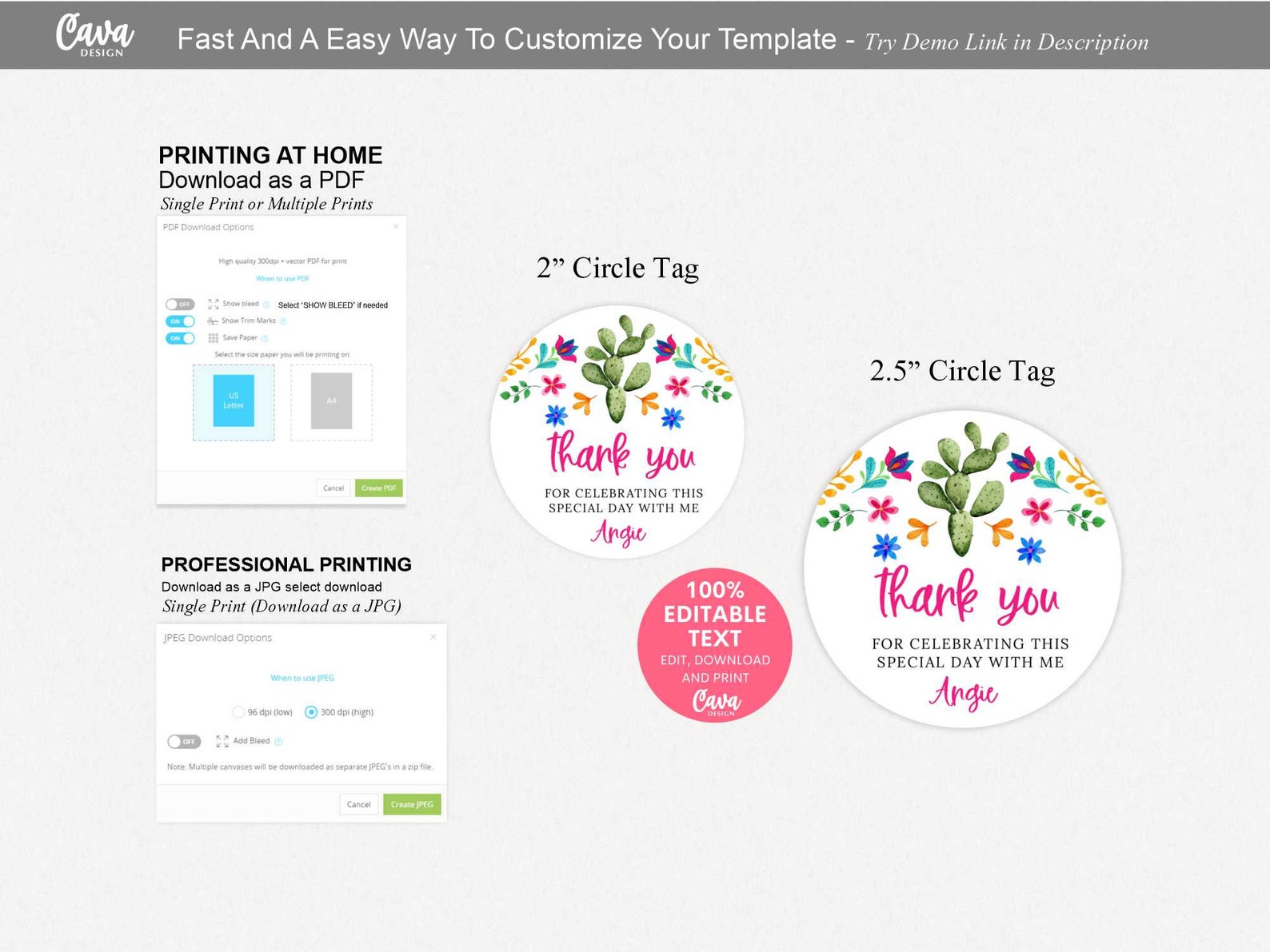 Printable Fiesta Party Round Favor Tag Editable Fiesta Gift - Etsy