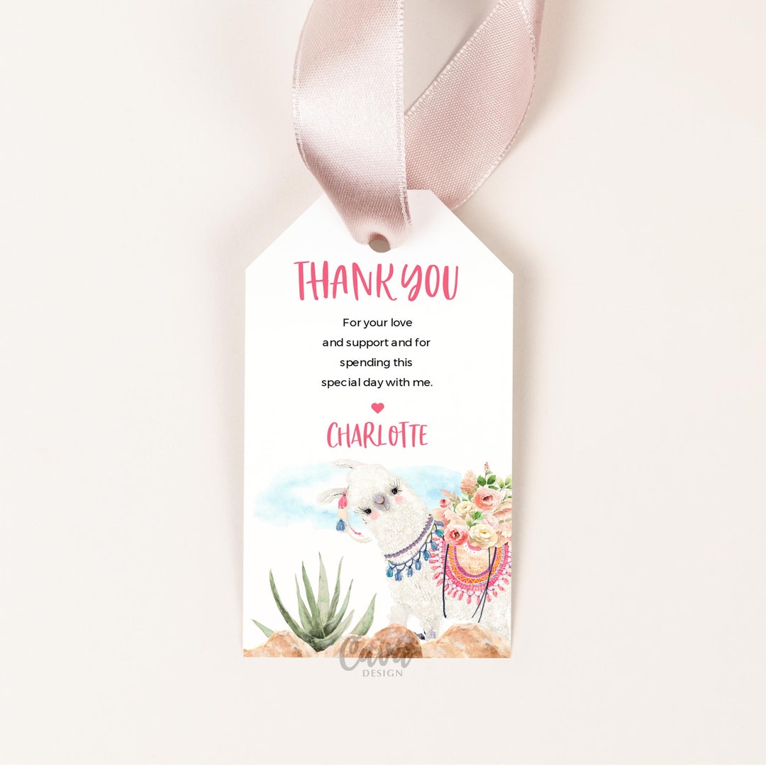 Llama Birthday Favor Tag Template, Printable Alpaca Favor Tag, Llama ...