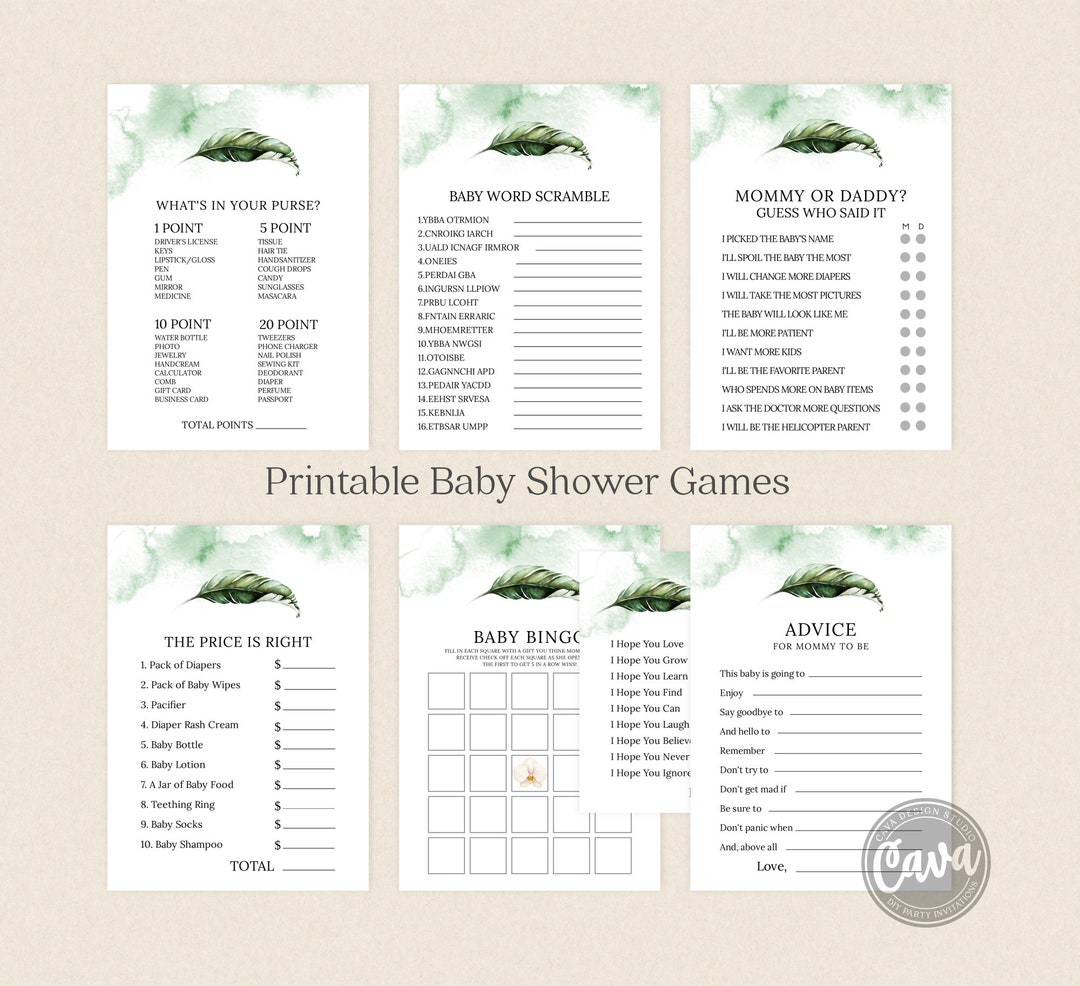 Tropical Baby Shower Games, Baby Shower Games Printable, Virtual Baby ...