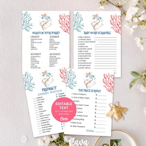 Nautical Baby Shower Games, Beach Printable Baby Shower Games, Ocean ...