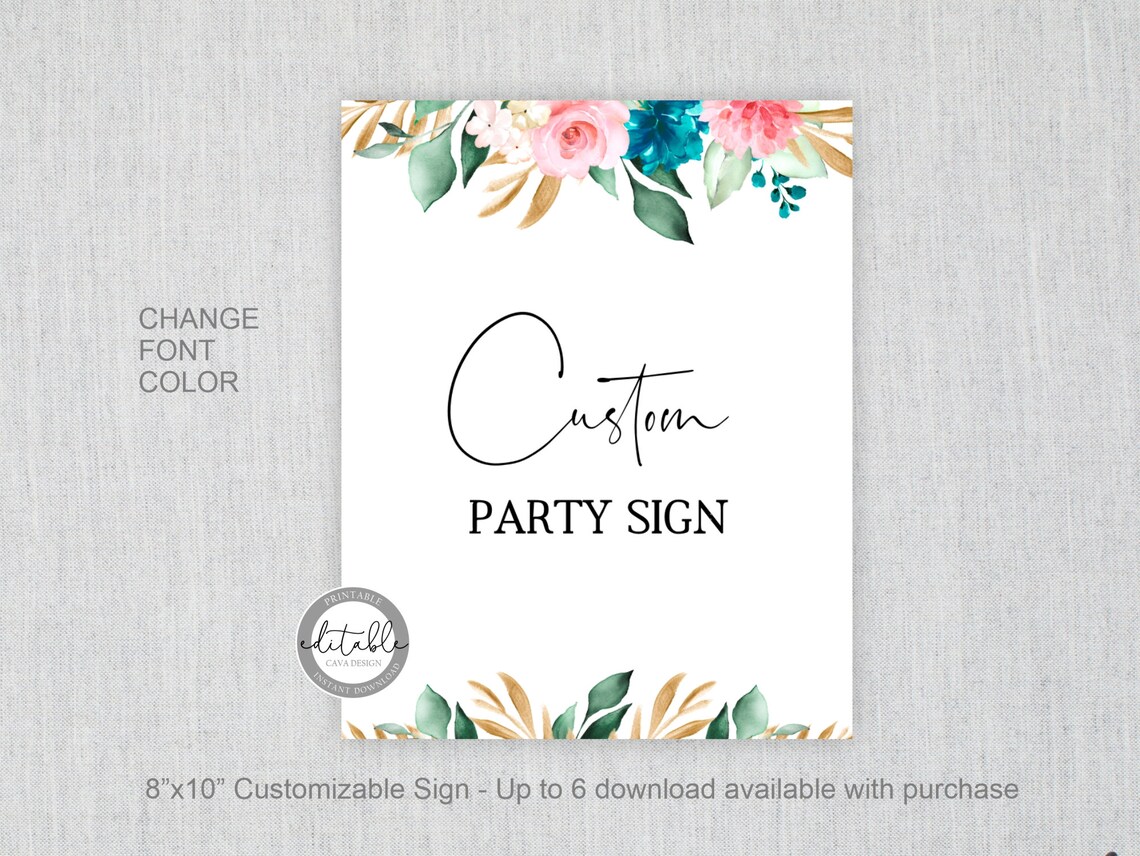 Baby Shower Editable Sign Custom Party Sign Template Pink | Etsy