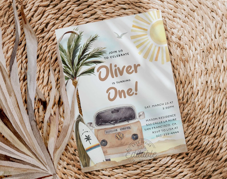 Boy First Birthday Party Invite Printable Beach 1st Birthday - Etsy