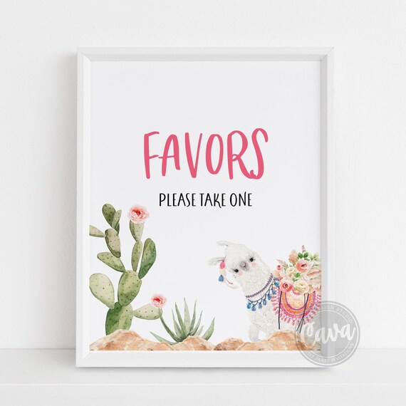 Llama Favor Sign Printable Fiesta Llama Favor Sign Alpaca | Etsy