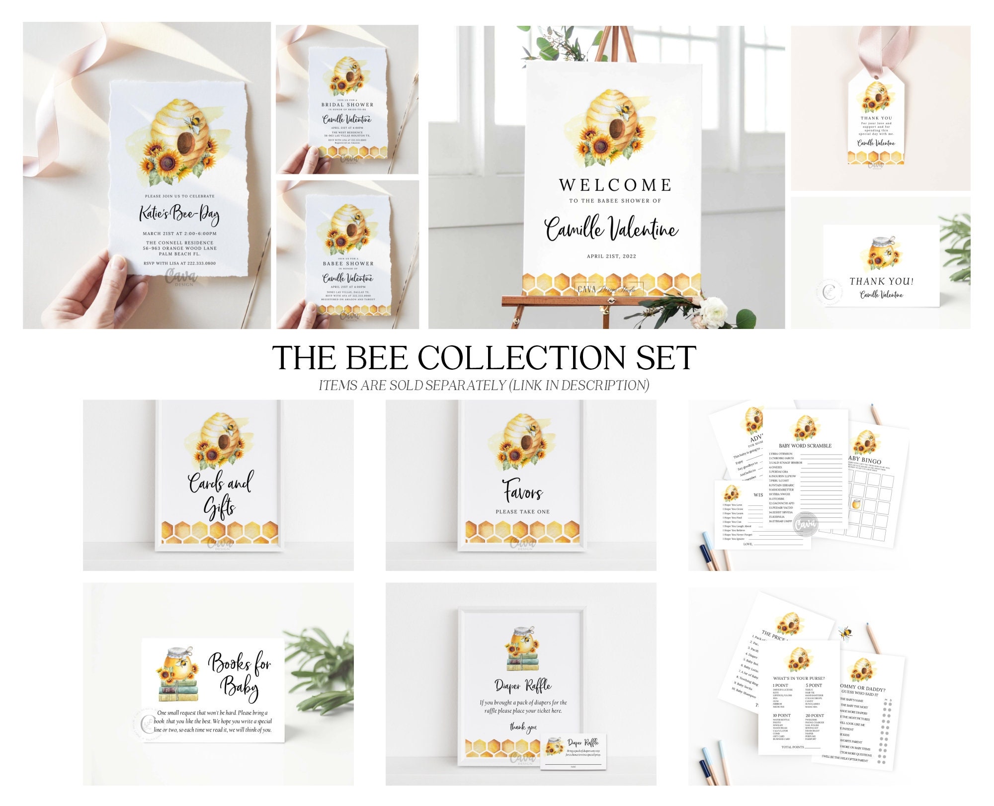 Bee Baby Shower Games Bumble Bee Baby Shower Games Honey Bee | Etsy