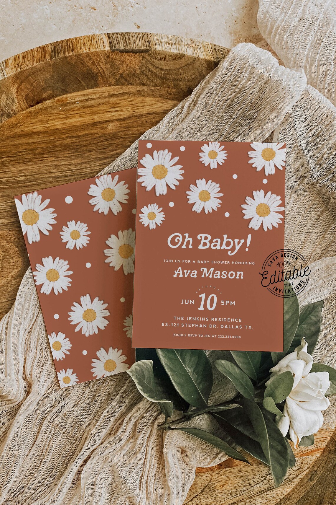 Daisy Baby Shower Invitation Oh Baby Retro Daisy Baby Shower - Etsy