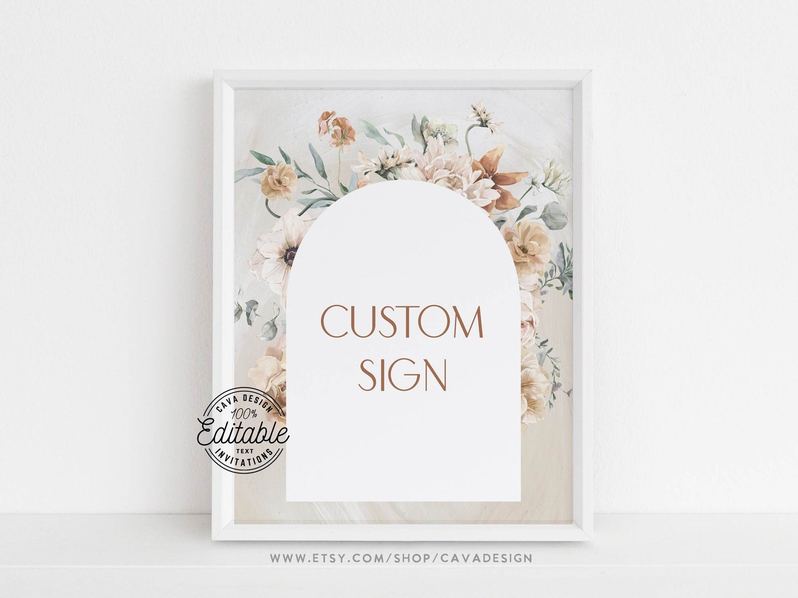 Editable Boho Arched Wedding Custom Sign, Printable Terracotta Editable ...