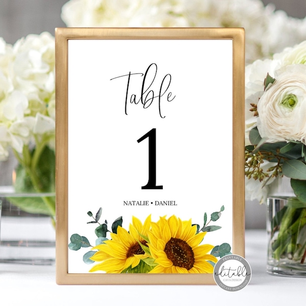 Sunflower Table Numbers - Etsy