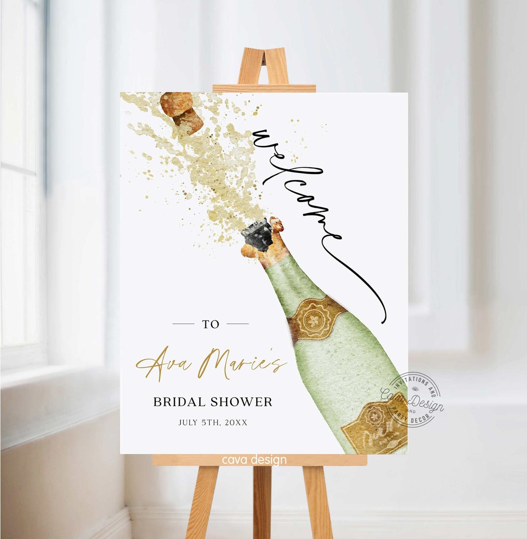 Brunch and Bubbly Bridal Shower Welcome Sign | Champagne Bottle Party ...