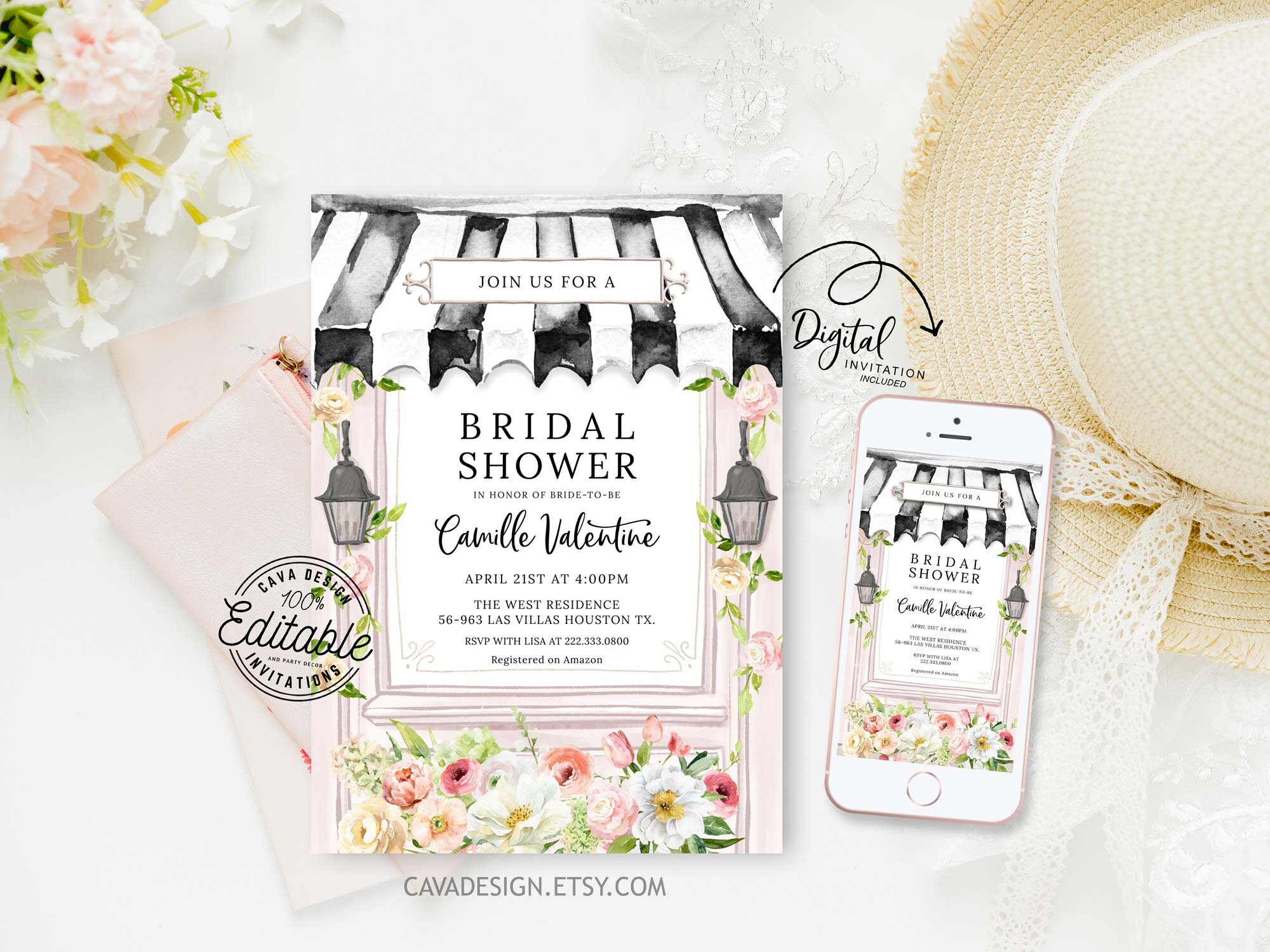 Garden Party Invitation Editable Flower Market Bridal Shower | Etsy