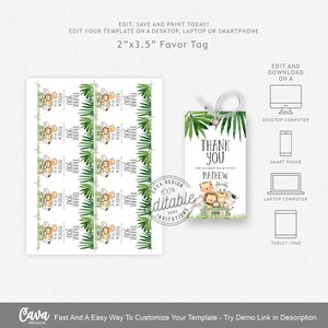 Wild One Safari Birthday Thank You Tags, Safari Theme Favor Tags ...