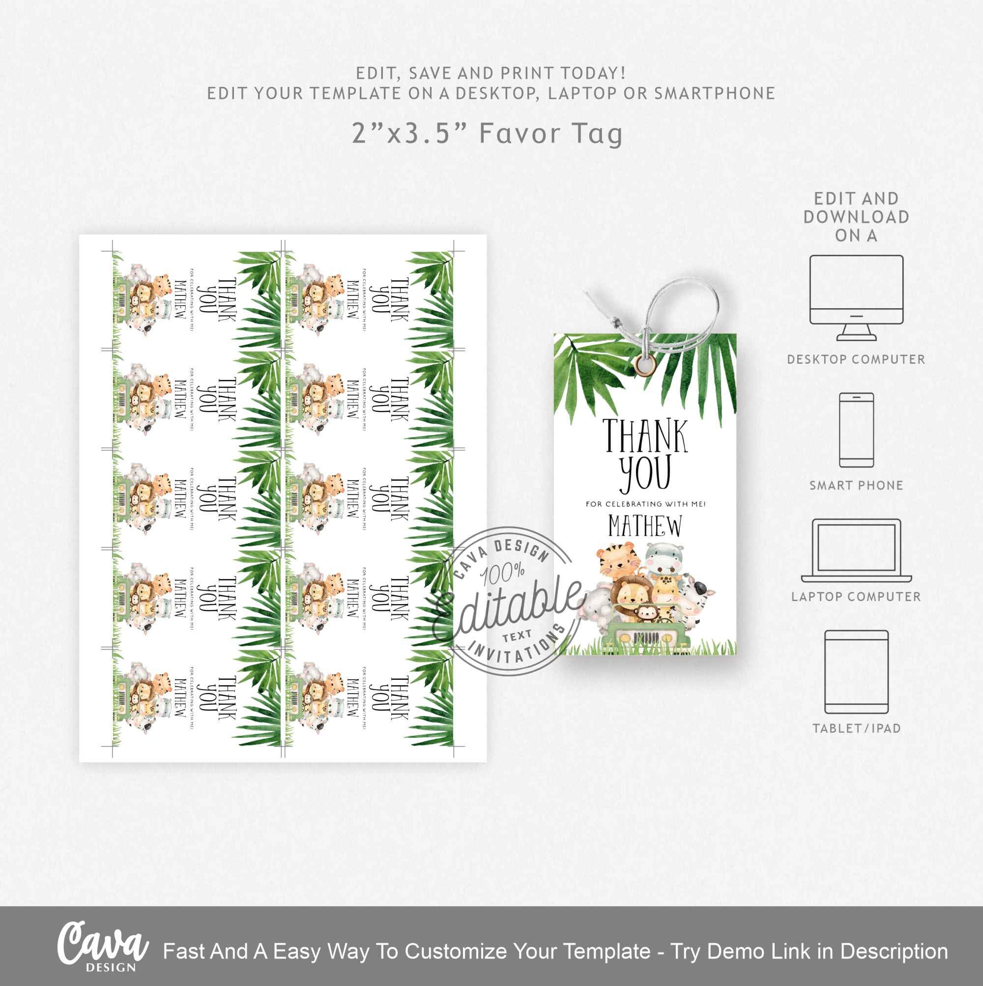 Wild One Safari Birthday Thank You Tags Safari Theme Favor - Etsy Australia
