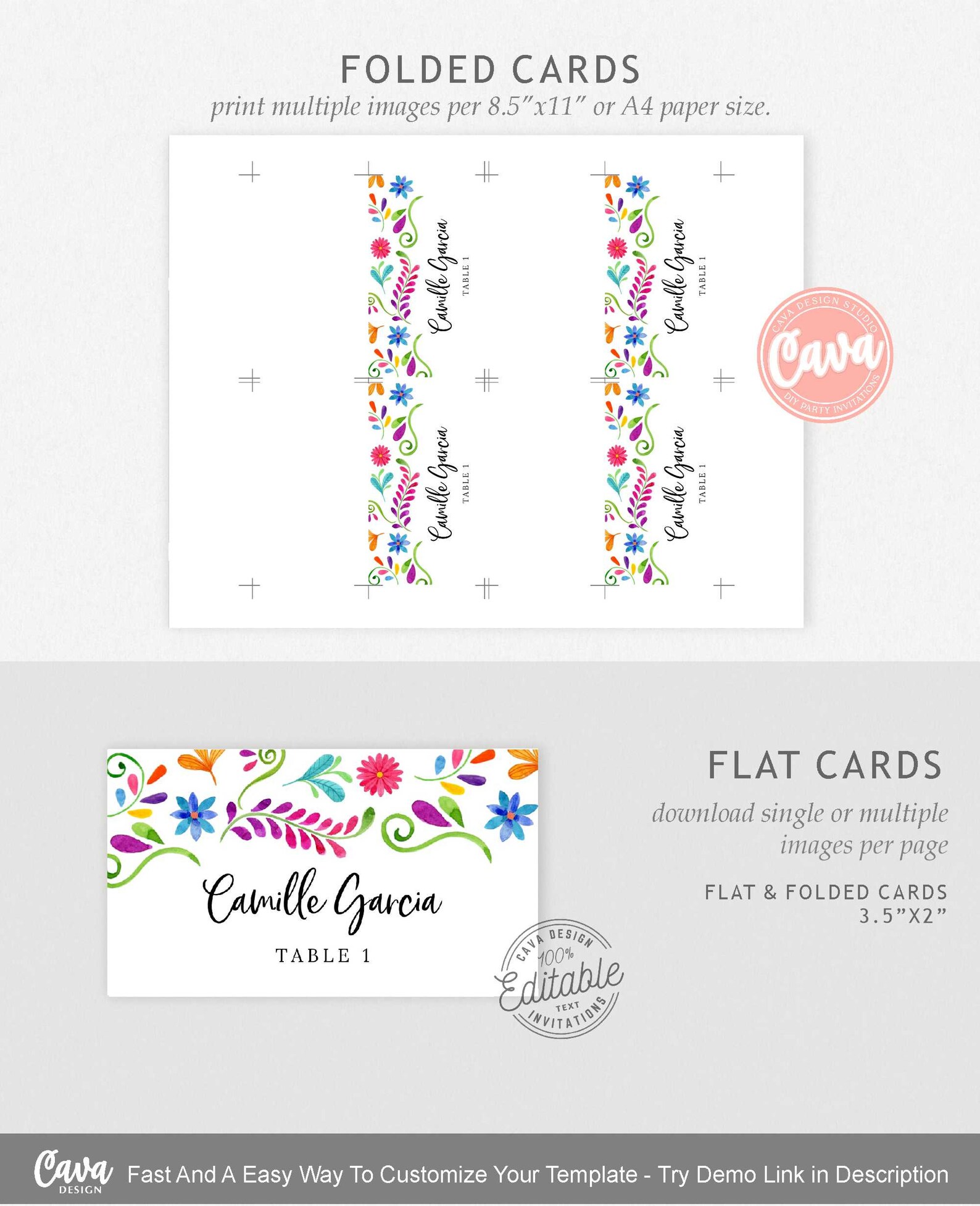 Fiesta Place Card Template Mexico Themed Wedding Place Card - Etsy