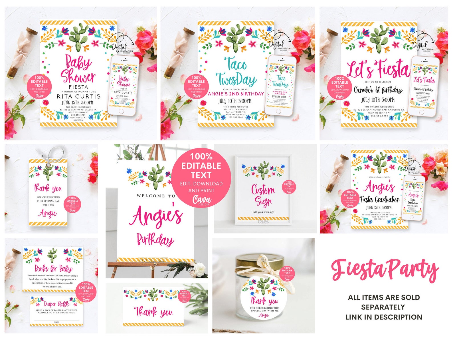 Editable Fiesta Printable Sign, Custom Mexican Theme Party Sign, Fiesta ...