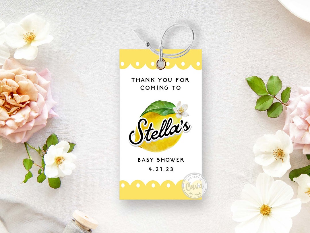 Printable Lemon Theme Baby Shower Gift Tag, Lemon Bridal Shower Favor ...