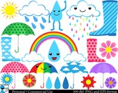 Items similar to Rain Set Clipart - Digital Clip Art Graphics, Personal ...