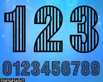 Striped number svg | Etsy