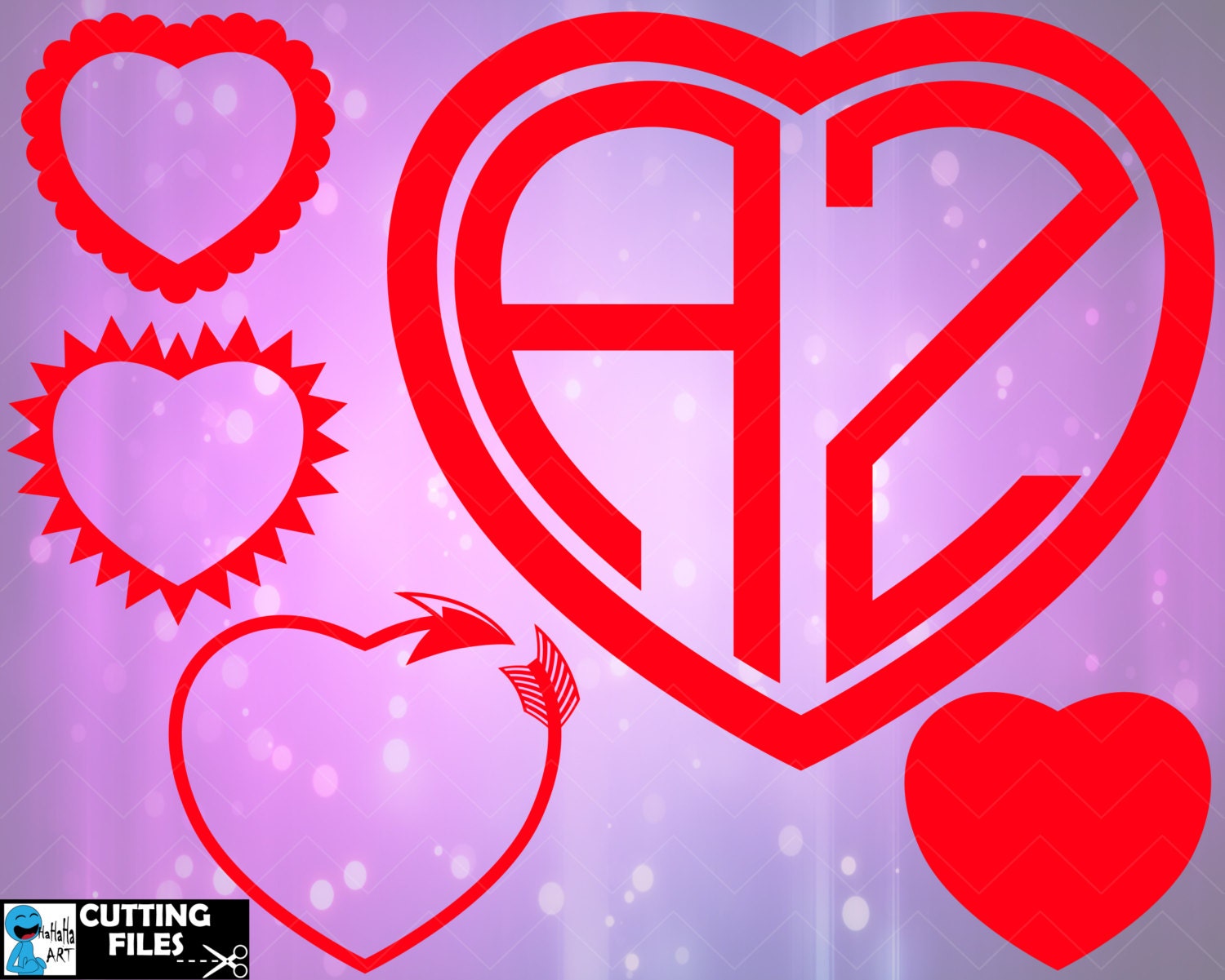 Red Two Letter Heart Alphabet Cutting Files Digital SVG Eps - Etsy