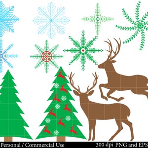 Christmas Deers Set Clipart - Digital Clip Art Graphics, Personal ...