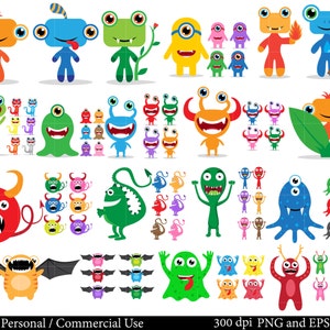 Monsters Set Clipart - Digital Clip Art Graphics, Personal, Commercial ...